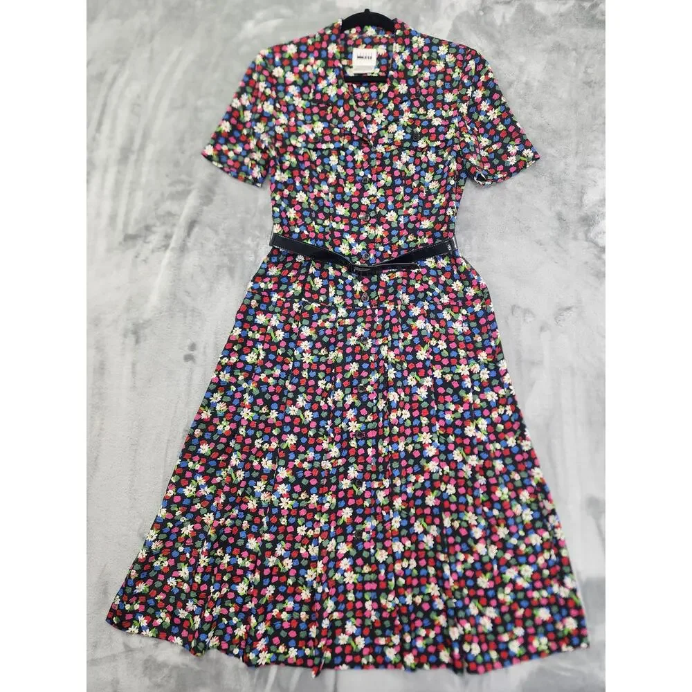 Leslie Fay | Dresses | Vintage 8s Leslie Fay Floral Belted Drop Waist ...